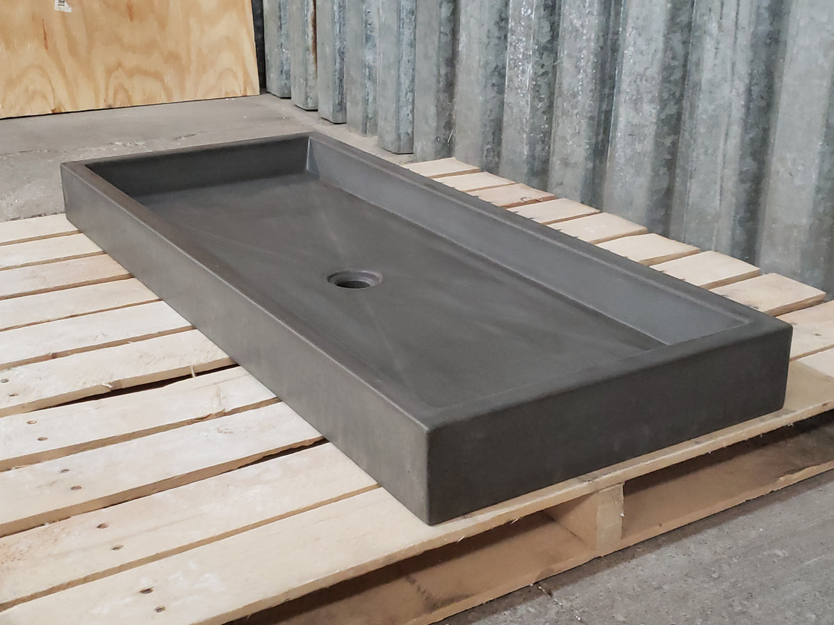 38" x 16" x 3.5" Shallow Vessel Sink – Stanley Artisan Concrete